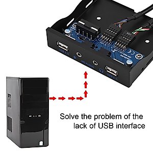 Richer-R Floppy Front Panel,USB2.0 HD-Audio Floppy Front Panel 3.5'' 9Pin to 2 USB2.0 Interface with Mic Audio