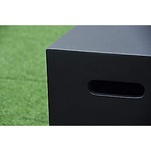 Modeno Black Propane Tank Cover Fire Pit Accessories Square 20 Inches Concrete Outdoor Side Table Fits Standard 20 Pound Propane Tank Hideaway Table