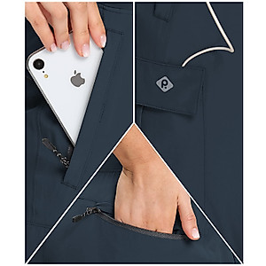 RlaGed Women’s Lounge Cargo Hiking Pants Lightweight Joggers Quick Dry Water Resistant Outdoor Fishing UPF 50+ Sweatpants with Zipper Pockets Navy Blue m