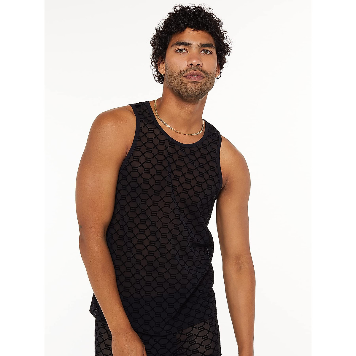 Savage X Fenty, Men's, Savage X Mesh & Jersey Tank, Caviar, S