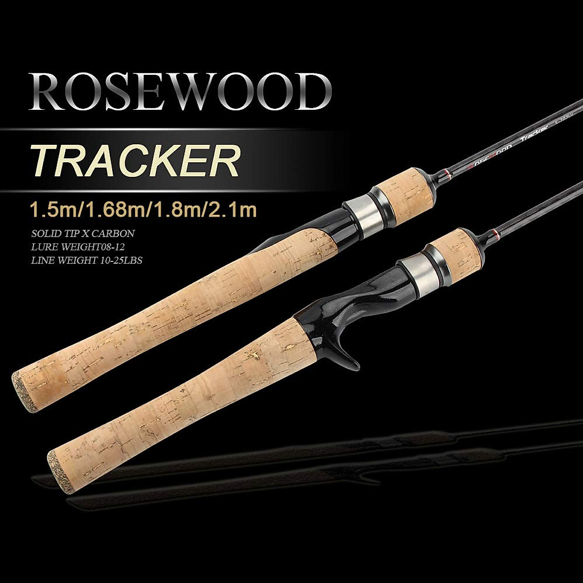 Rosewood Ultralight Spinning/Casting Rod Cork Handle Fishing Rods Sensitive Solid Tip for Crappie, Trout, Panfish, Ultra-Light, 5-Feet 5.5-Feet 6-Feet (Spinning Rod, 2.1)