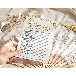 Black and Gold Bridal Shower Word Scramble Game Unscramble Wedding Phrases, Modern Confetti, 4x6 Cards, 25 Guest Pack