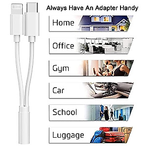Lightning to 3.5 mm Headphone Jack Adapter,[Apple MFi Certified] iPhone Headphones Aux Audio Dongle+USB Type C to 3.5 mm Jack Female Adapter for iPhone 14 13 Pro Max 12 11 XS XR X 8 7 Samsung S23 S22