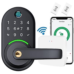 Smart Lock with WIFI Gateway (Included), Remote Control Anywhere,Voice Control Compatible with Alexa and Google Home
