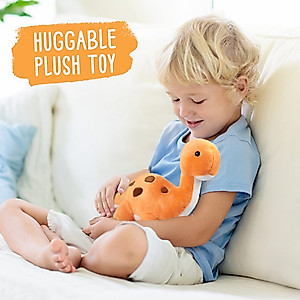 Benben Dinosaur Stuffed Animal, 11.5” Dino Plush Toys, Cute Plushies for Kids, Brachiosaurus, Baby Shower, Easter Decorations, Orange