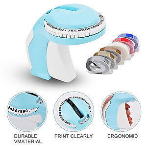 CALIDAKA Embossing Label Maker Machine with 6 Tapes,3D Handheld Embossed Labeling Printer Machine,Handheld Embosser Label Printer Portable Vintage Label Maker,for Home,School,DIY & Crafting