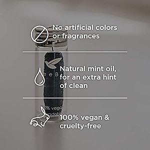 Organic Biodegradable Bamboo Charcoal Dental Floss & Refillable Glass Holder | Vegan | Naturally Waxed with Candelilla Wax | 33yd Thread Spool | Eco-Friendly Zero Waste Oral Care | Mint Flavored