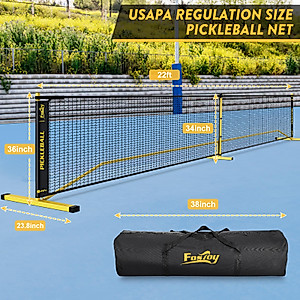 Fostoy Portable Pickleball Net Set, 22FT Regulation Size 18-Ply PE Pickleball Net,Carry Bag, Weather Resistant Steady Metal Frame Easy Setup for Outdoor Indoor Driveway