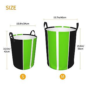 Large Laundry Basket, Lime Green Black White Stripes Collapsible Laundry Hamper Dirty Clothes Washing Bin for College Dorm Storage Essentials