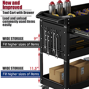 On Shine Big Tool Cart,4-Wheel Tool Cart,Rolling Tool Cart,Big Tool Storage Cart,Tool Cart with Ball-Bearing Slides,Tool Cart&Tool Chest for Garage and Warehouse (Red)