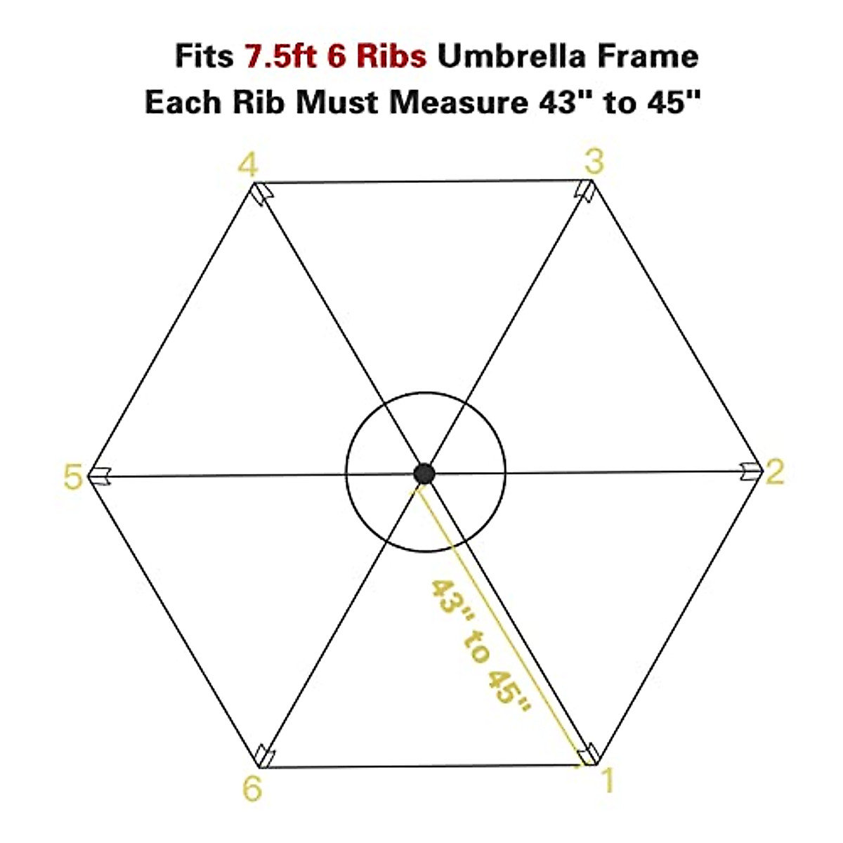 Sunnyglade 7.5Ft 6 Ribs Umbrella Canopy Replacement Patio Top Cover For Market Umbrella (Tan)