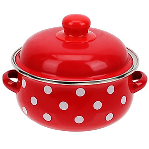 Hemoton Stew Pot Kitchen Stockpot Enamel Cooking Pot Thickened Stock Pot Vintage Style Enamel Stock Pot with Red Enamelware Large Serving Pot Soup Basins