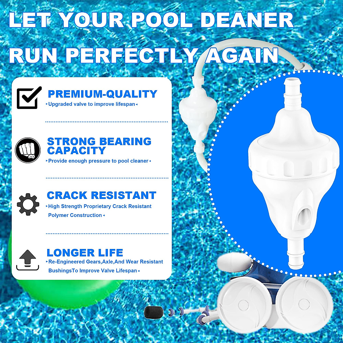 Upgraded G52 Polaris Backup Valve Replacement Kit fit for Po-laris 180, 280, 380, 480, 3900 Pool Cleaners