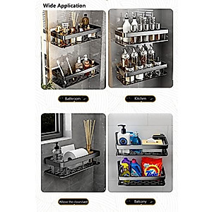 SANTREST Powerful Adhesive Drill Free Shower Caddies Black with Soap Dish