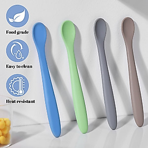 HAKSEN 8PCS Silicone Feeding Spoons, Baby Spoons Training Spoons Silicone Baby Utensils Infant Spoons for First Stage Baby and Parents