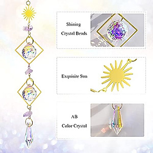 Crystal Suncatcher Rainbow Maker Hanging Prism Ornament Pendant Home Garden Car Decoration 4 Pack Gift Kit Sun Catchers Indoor Window, 13.8 Inch