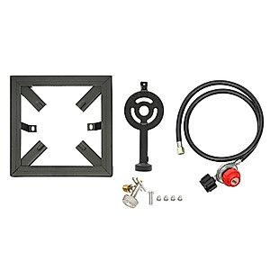 Square Portable Single Burner Outdoor Gas Stove Propane Cooker with Adjustable 0-20Psi Regulator Hose for Patio Camping, BBQ, Home Brewing, Turkey Fry, Maple Syrup Prep