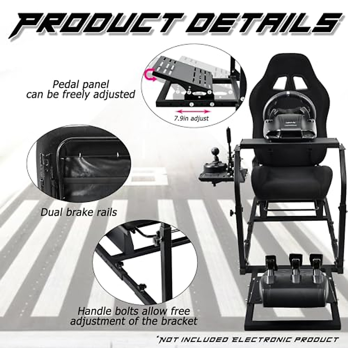 Anman G29 Universal Large Racing Simulator Cockpit with Black Seat Fit for Logitech G920 G923,Thrustmaster T80 T300RS TMX T150,Fanatec,Full Upgrade Steering Wheel Pedal Gear Shift Lever NO Steering wh