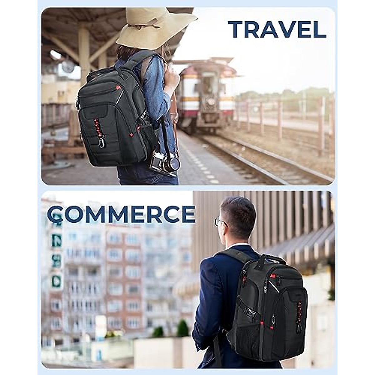 BAGSMART Business Laptop Backpack, Water-Resistant Anti-Theft Slim Durable Laptop Backpack with USB Charging Hole, College Bag Computer Bag, Gifts for Men & Women, Fits 15.6-Inch Notebook, Grey-Green