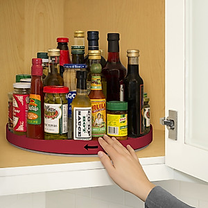 YouCopia Crazy Susan Turntable with Slide Out Shelves 16-Inches Red