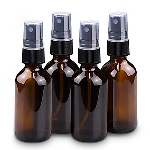 Wedama Mini Spray Bottles 4 oz, Amber Glass Spray Bottles, Empty Small Spray Bottles with Funnel Dropper, Fine Mist for Hair, Travel, Plants, Cleaning Solutions and Skin Care (4 Pack)