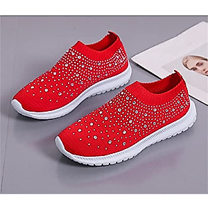 Women's Crystal Breathable Orthopedic Slip On Walking Shoes, Ultra-Light Breathable Arch Support Sneakers,Fashion Sneakers for Women,Orthopedic Shoes (Green, 10.5(43))