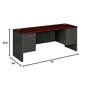 HON 38854NS 38000 Series Kneespace Credenza, 72w x 24d x 29-1/2h, Mahogany/Charcoal