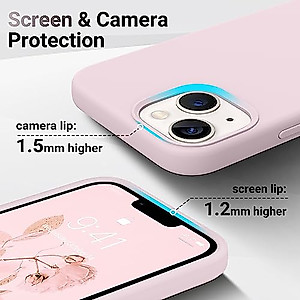 AOTESIER Shockproof Designed for iPhone 13 Mini Case, Liquid Silicone Phone Case with [Soft Anti-Scratch Microfiber Lining] Full Body Drop Protection 5.4 inch Slim Thin Cover, Ice Pink