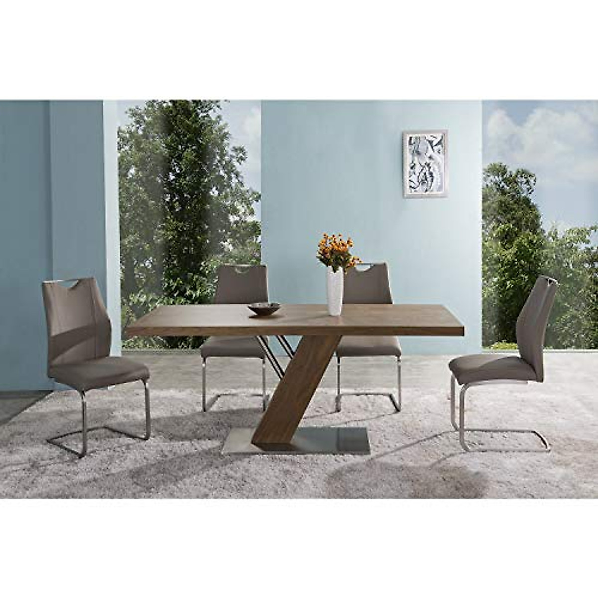 Armen Living Bravo Dining Accent Chair-Set of 2, 39" x 23" x 17", Coffee