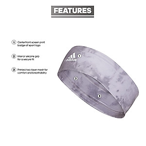 adidas Alphaskin 2.0 Elastic Headband, Stone Wash Grey/White, One Size