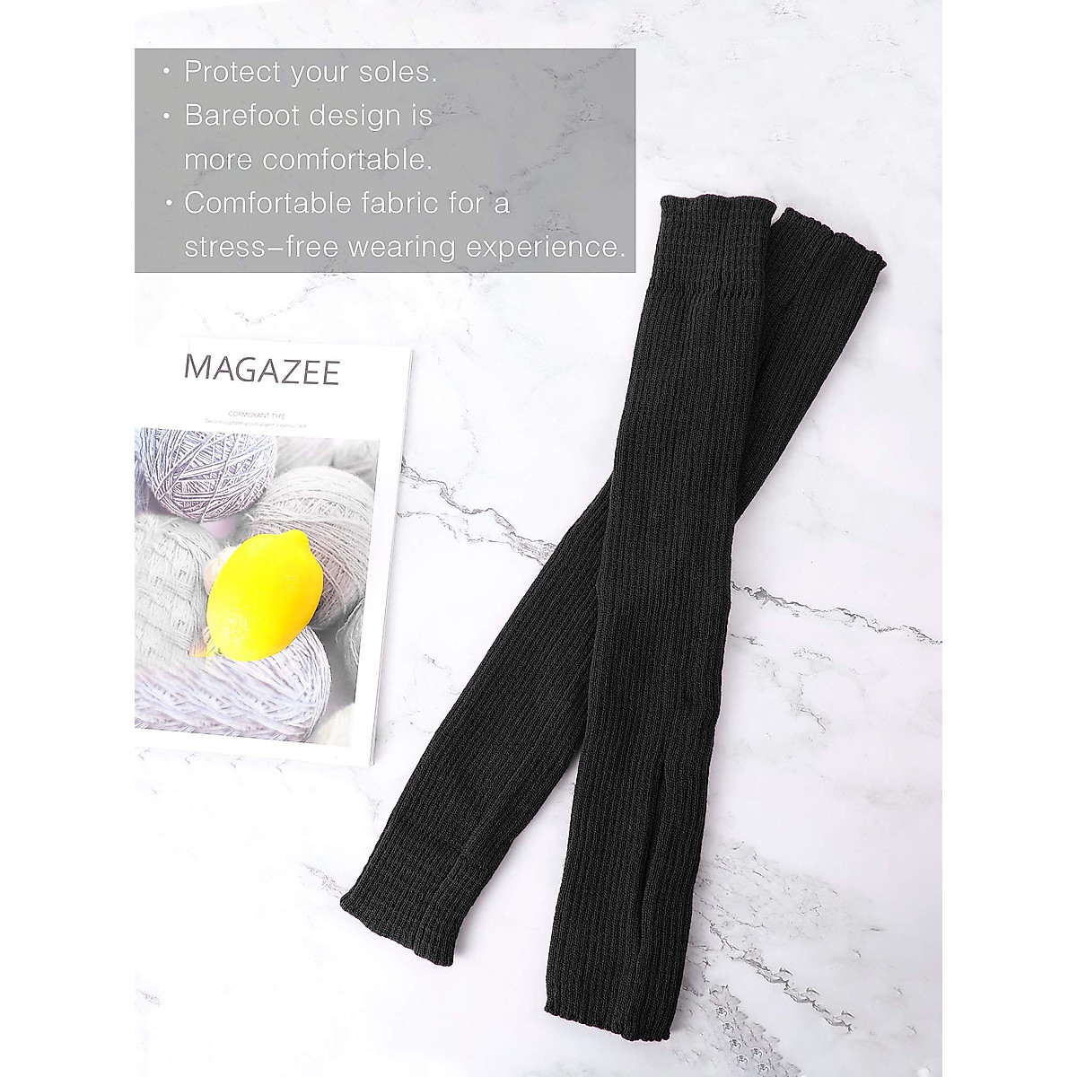 SATINIOR 2 Pairs Stirrup Leg Warmers Straight over the Knee Socks 21.65 Inch for Women (Black, Gray)