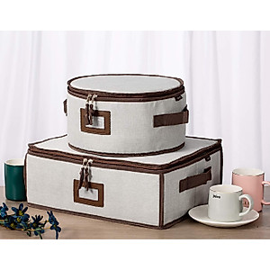 Jillmo China Dish Containers Set, 5-Piece Dinnerware Storage Case for Storing & Moving Dishes and Cups