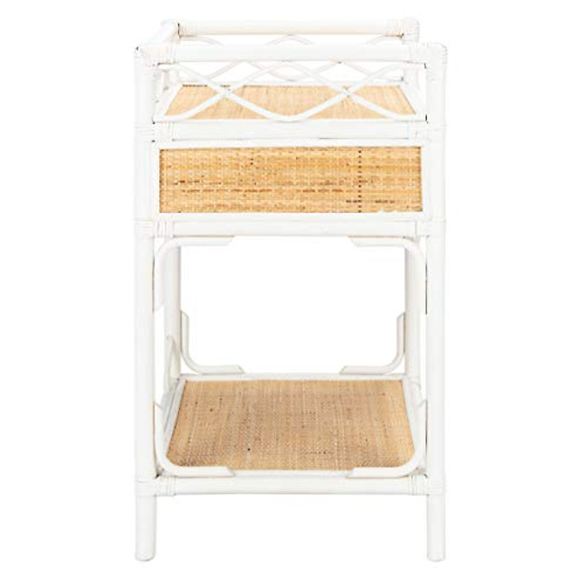Safavieh Home Collection Rumi White and Natural Rattan 1-Drawer 1-Shelf Nightstand