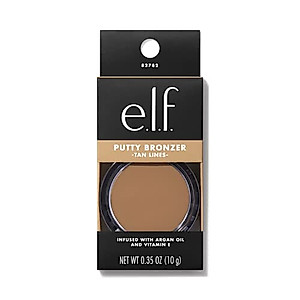e.l.f. Putty Bronzer, Creamy & Highly Pigmented Formula, Creates a Long-Lasting Bronzed Glow, Infused with Argan Oil & Vitamin E, Tan Lines, 0.35 Oz