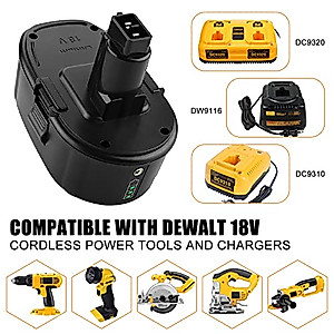 energup 2Pack 6500Ah DC9096 Replacement for Dewalt 18V Battery XRP Lithium DC9096 DC9098 DC9099 DW9095 DW9096 DW9098 DE9039 for 18V Dewalt Battery
