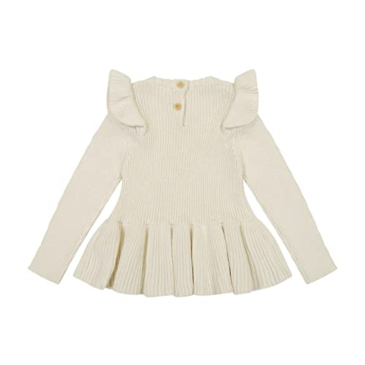 Laura Ashley Baby Girl Leggings & Knitted Long Sleeve Peplum Tunic Top, Cotton Knit & Floral Fall Outfit, Ivory/24 Months