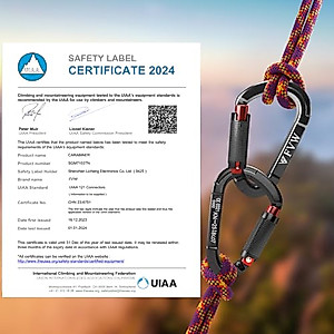 FVW 3 Pieces Heavy Duty Climbing Carabiners, 25KN UIAA Certified Auto Locking Rock Climbing Carabiners Clips for Hammocks, Swing, Locking Dog Leash and Harness, Camping, Hiking & Utility (Black)