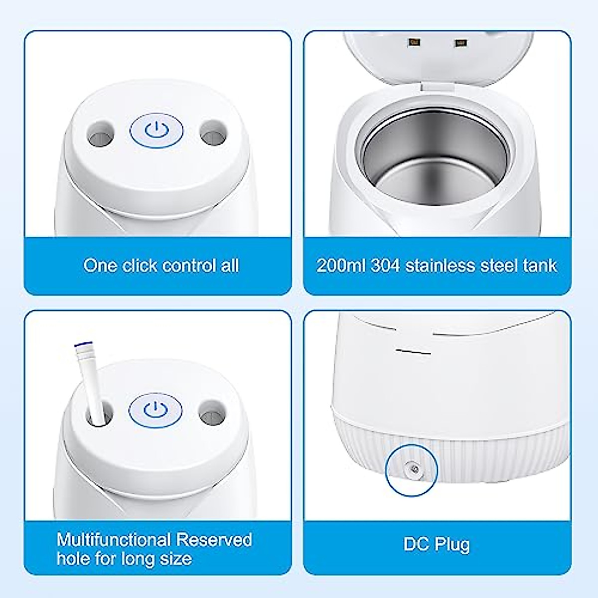 Ultrasonic UV Retainer Cleaner Machine - 45kHz Ultrasonic Cleaner for Dentures, Aligner, Mouth Guard, Whitening Trays, Toothbrush Head, 5/10 Minute Ultrasonic/Pulse Cleaning for Jewelry, Diamonds