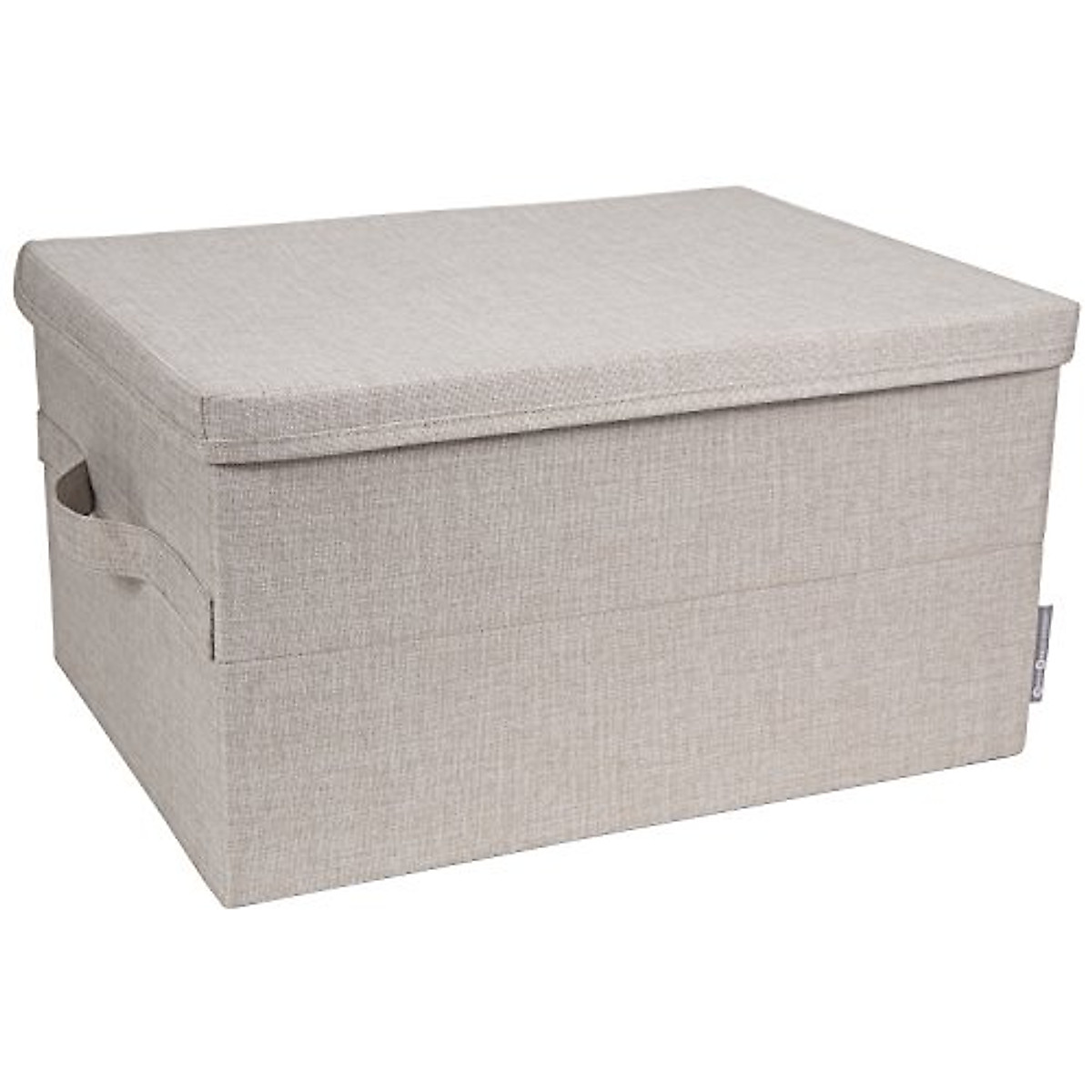 Bigso Soft Foldable Polyester Storage Box with Lid | Fabric Storage Bin with Lid and Handles for Closets and Rooms | Collapsible Storage Box for Clothes and More | 13.4″ x 17.7″ x 9.8” | Large | Beige