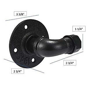 Colester Direct Rustic Industrial Pipe Towel Hook, Heavy Duty Commercial Grade Iron Metal, Black Finish (1)