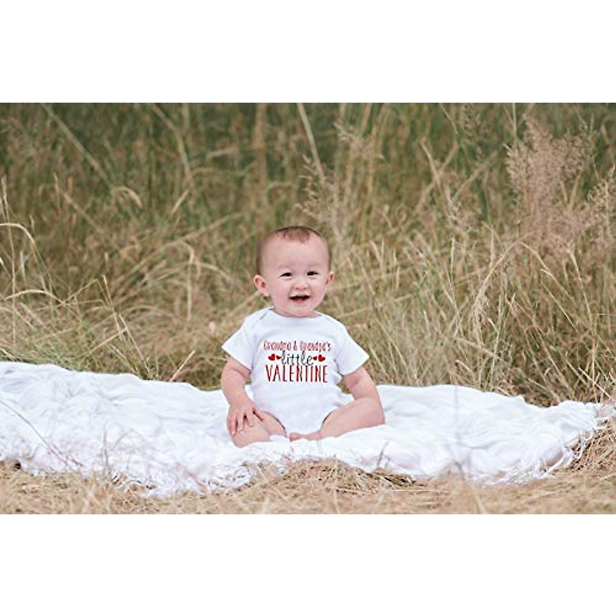 7 ate 9 Apparel Unisex Baby's Grandma & Grandpa's Valentine Onepiece 3-6 Months Red