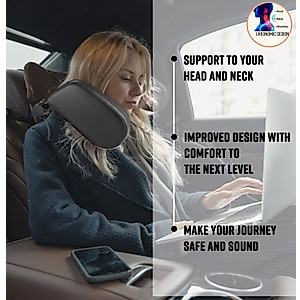 ALL4MARIE Car Seat Headrest Support - 360 Degree Adjustable, Memory Foam Car Headrest with Head, Neck, Shoulder Support for Kids and Adults, (Black)