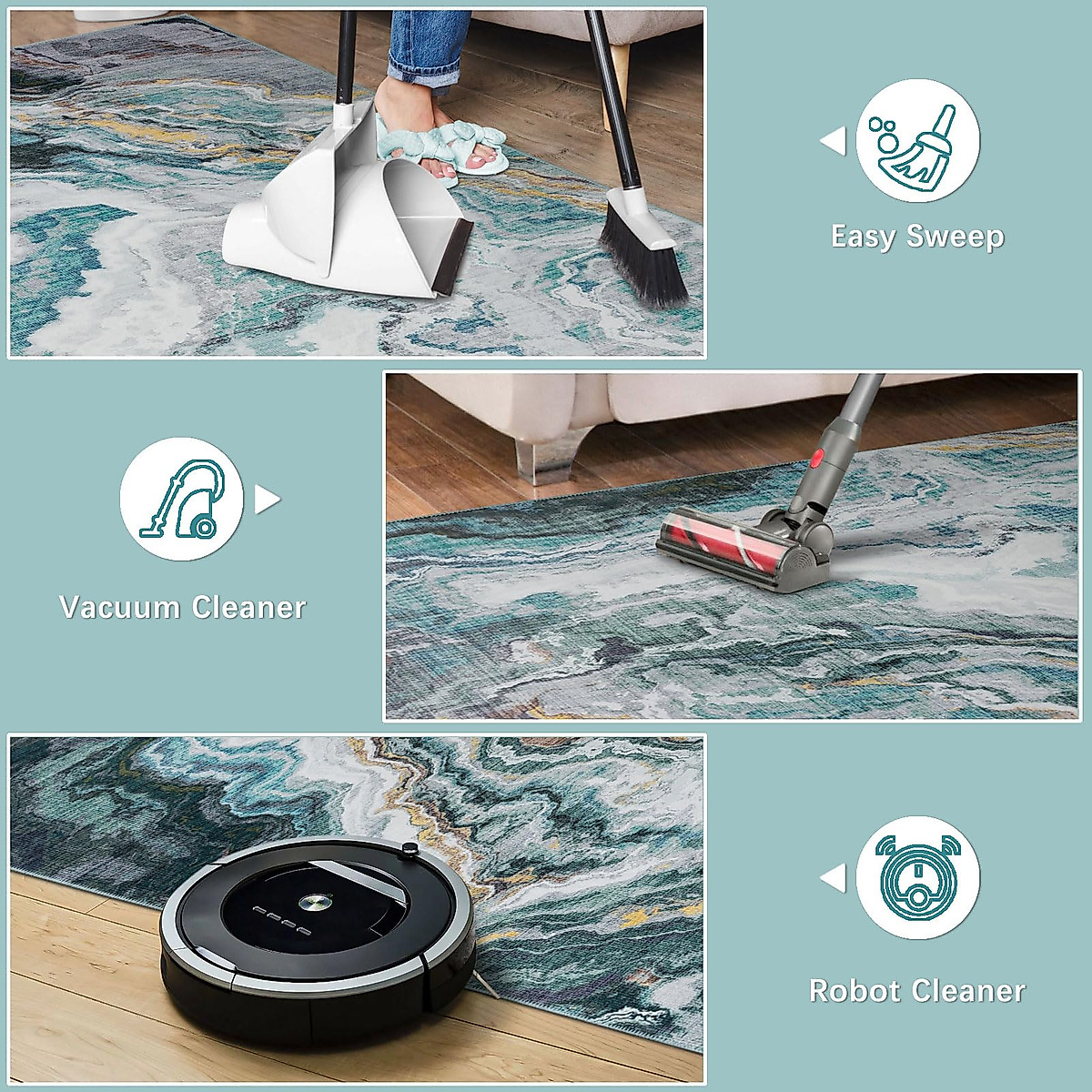 Fashriend Mountain Modern Area Rug, 4'x6' Abstract Colorful Rug, Non-Shedding Marble Accent Rug, Easy Care Aesthetic Carpet with Low Pile for Living Room, Bedroom, Dining Room, Office, Green