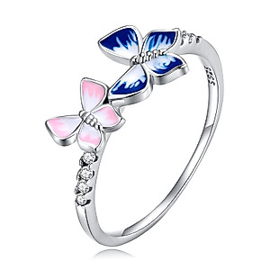 Teleye Butterfly Ring 925 Sterling Silver Engagement Ring Promise Ring for Women (8)