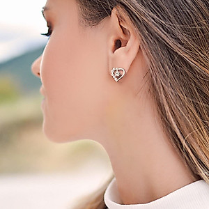 925 Sterling Silver, 6 Pairs 9-12 mm Hypoallergenic Cubic Zirconia Stud, Simulated Diamond Pearl Earrings Set, Elegant & Fashion Jewelry Gift for Wedding Women Girls Mom