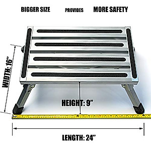 GOGOOD Aluminum Folding Platform Steps RV Step Stool with Anti-Slip Surface & Rubber Feet for Motorhome, Trailer, SUV, Also for Kitchen & Office, 440LB Capacity