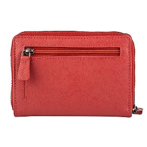 Zinda Genuine Leathers Women’s Wallet Mini Purse Zip Around RFID Protection (Red)