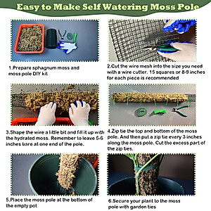 chicarry Moss Pole DIY Kit, Metal Moss Pole for Plants Monstera, 4Pcs 8.3in×3.3ft Steel Moss Pole Mesh with Plier, Cable Ties, Max 7Pcs 23" Sphagnum Moss Pole (13.2FT Wire Mesh with Plier)