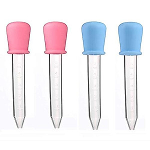 HLLMX 4 PCS Liquid Droppers Silicone and Plastic Pipettes for Kids Candy Mold, Gummy Bear, Gelatin Maker, Oil Science[ The capacity of 5 ml]