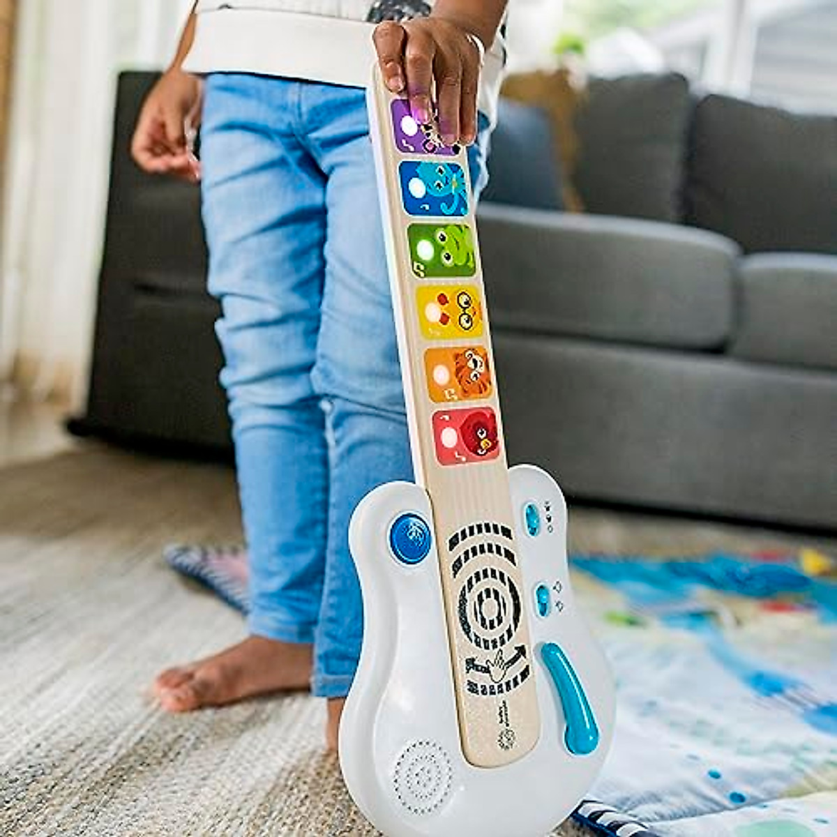 Baby Einstein Strum Along Songs Magic Touch Wooden Musical Light Up Toy Guitar with Whammy Bar, Age 6 Months+